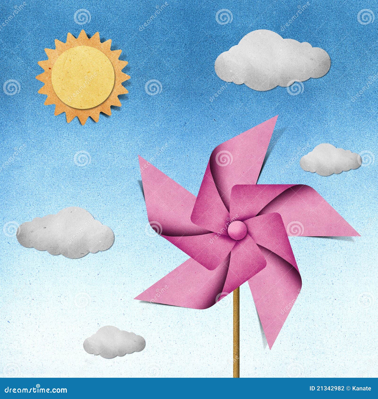 Windmill Recycled Papercraft Royalty-Free Stock Image | CartoonDealer ...