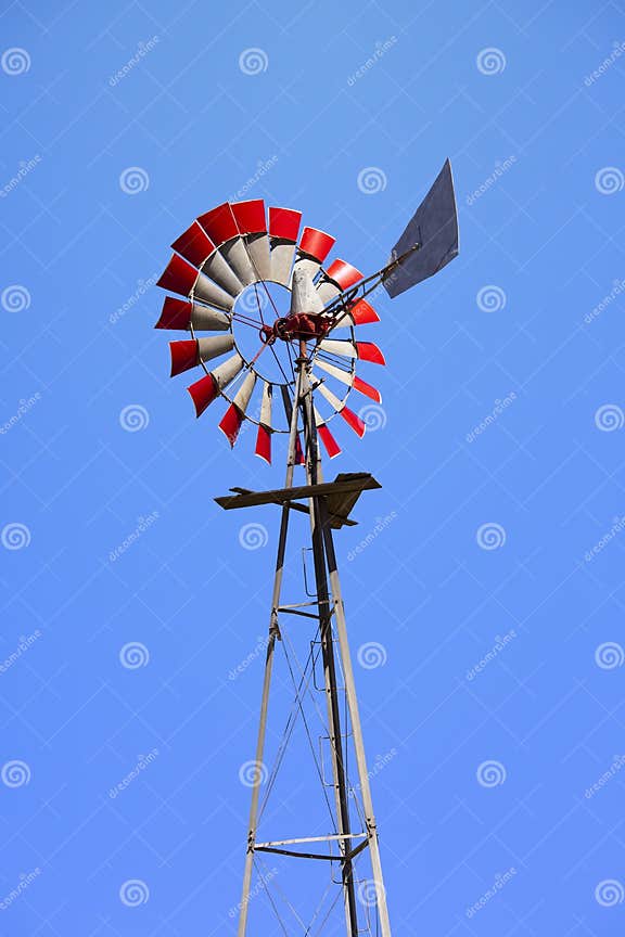 Windmill with Red Blades stock image. Image of spinning - 19781119