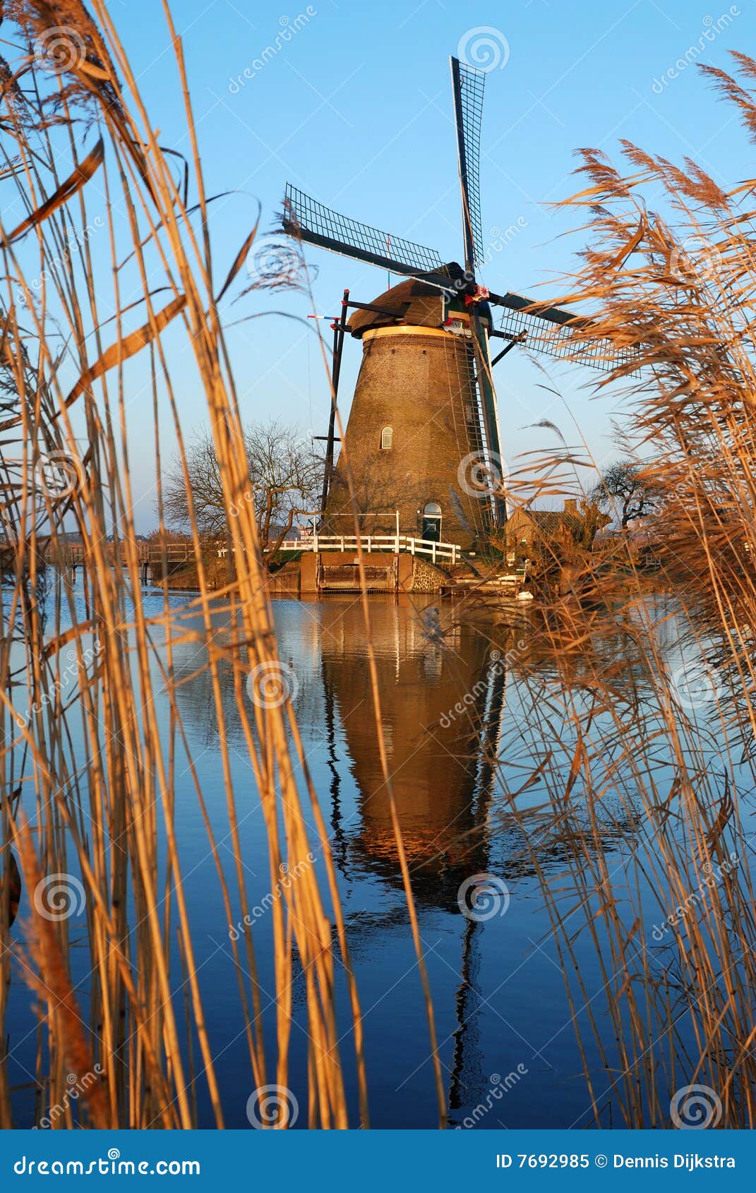 Windmill with reflection stock image. Image of water, waterworks - 7692985