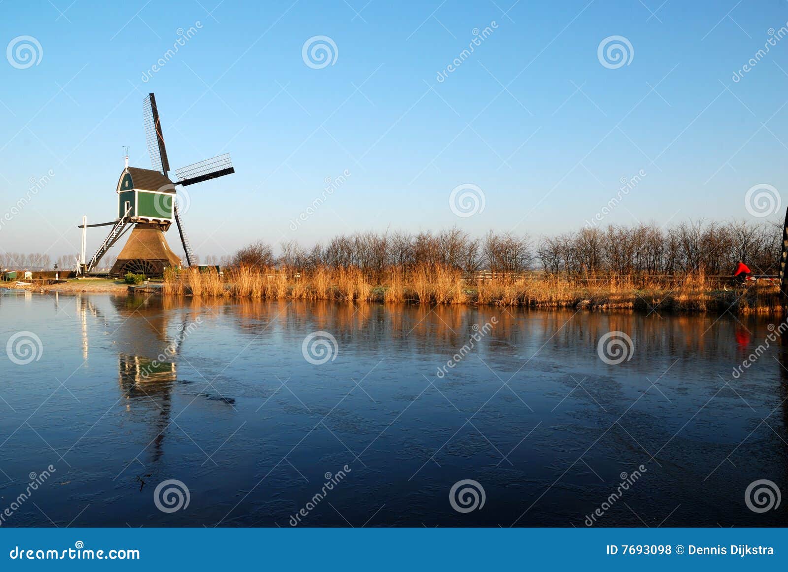 Windmill with reflection stock photo. Image of scape, netherlands - 7693098