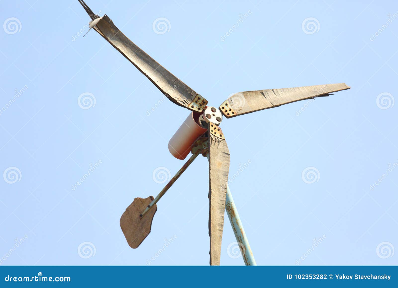 Windmill on the roof stock photo. Image of blue, green - 102353282