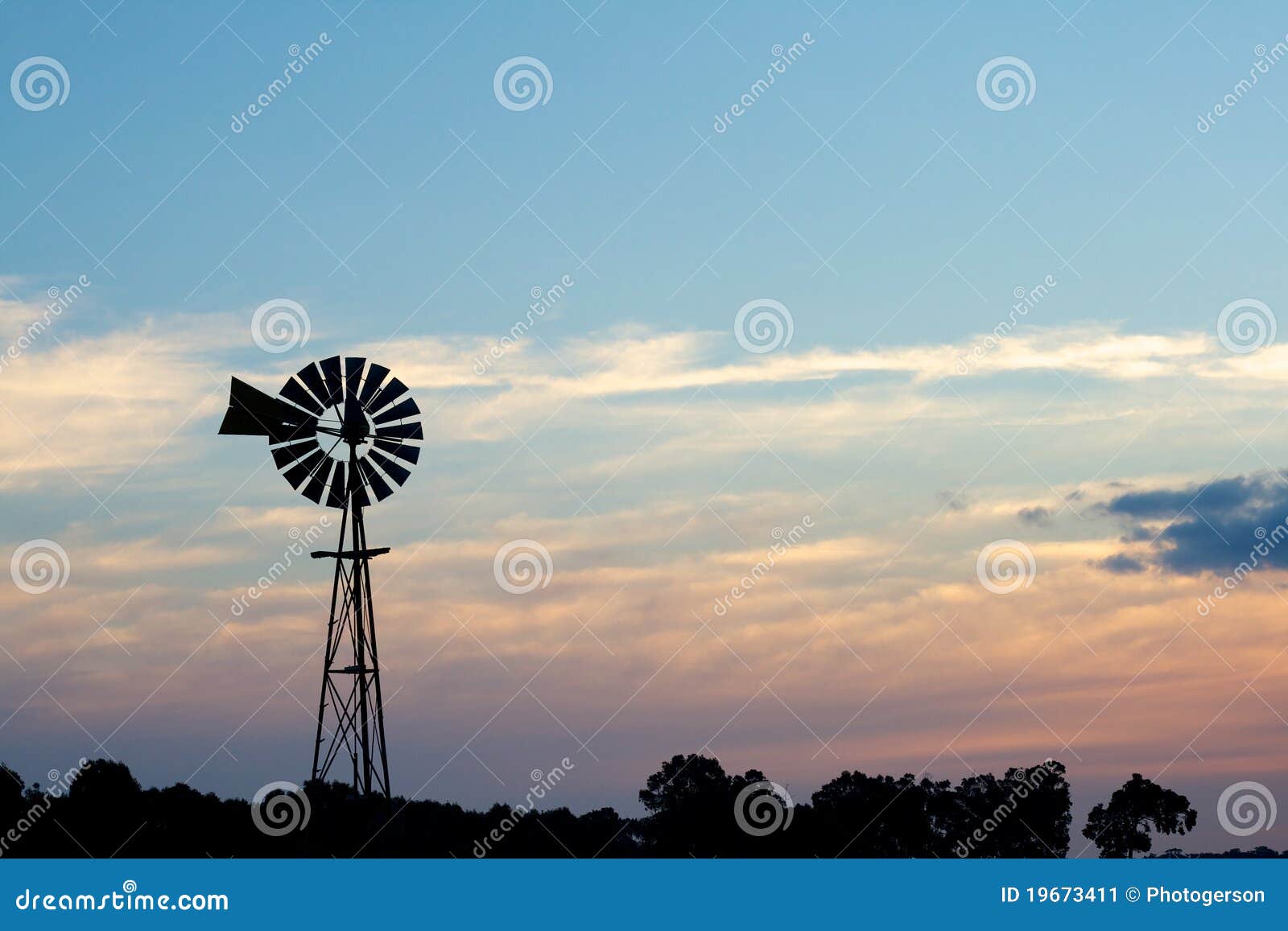 Windmill on Rural Farm at Sunset Stock Image - Image of turbine ...