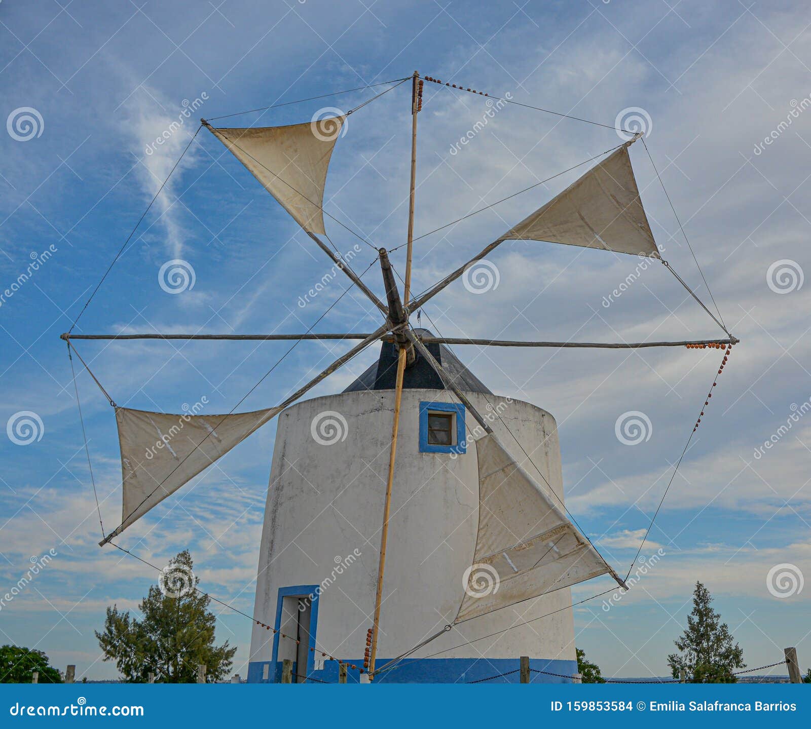 Windmill Sails in Action for Milling Wheat Stock Photo - Image of cloth ...
