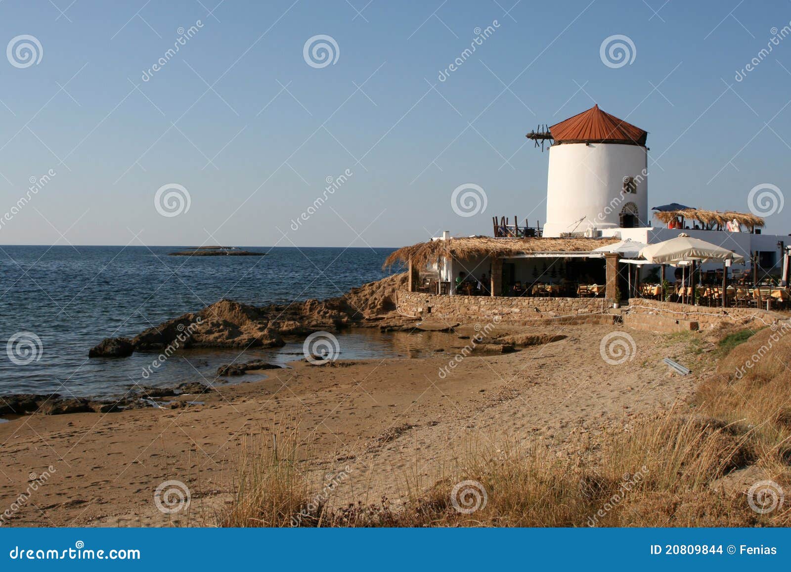 Windmill on the seaside stock photo. Image of place, shore - 20809844