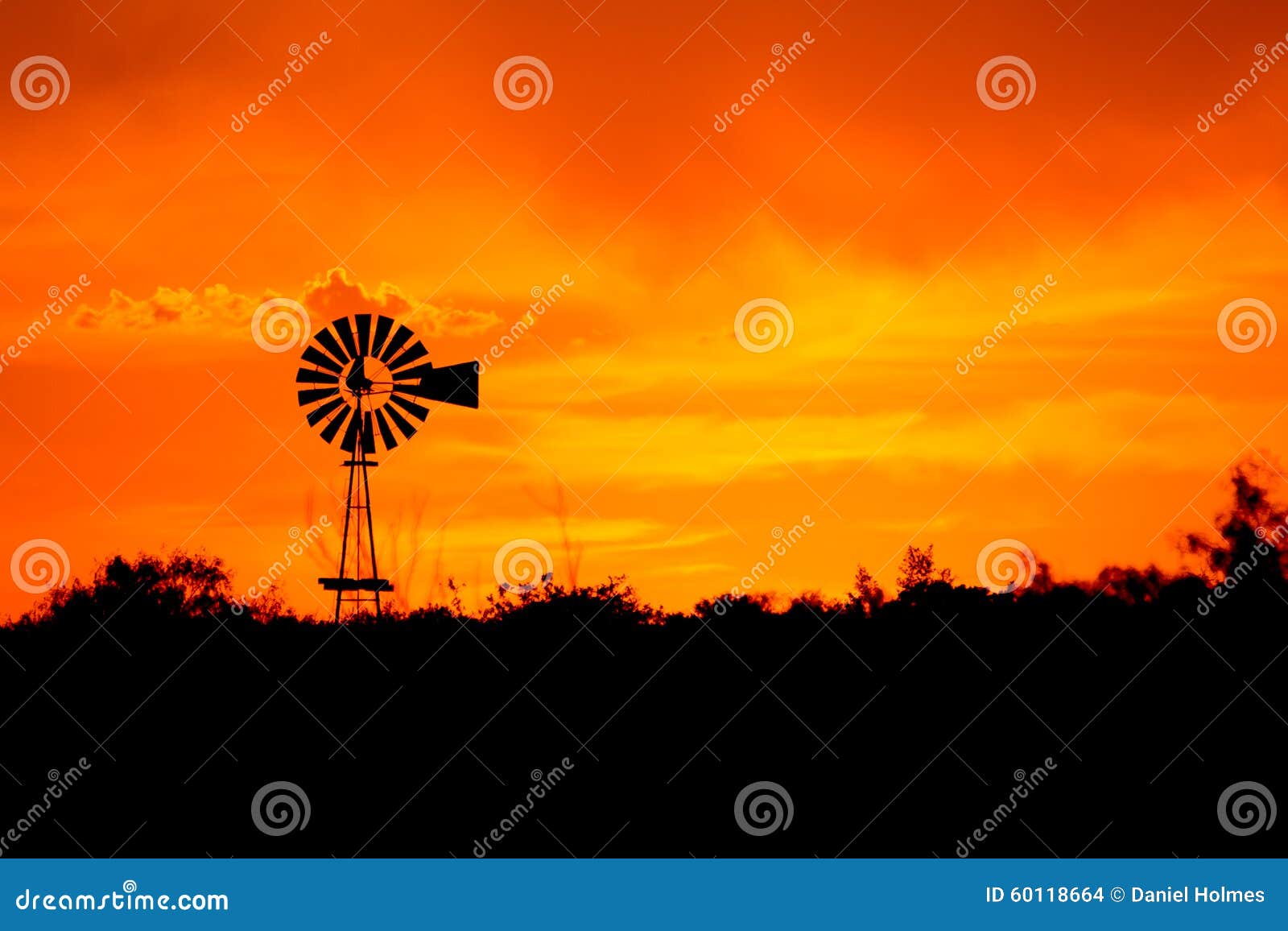 Windmill Silhouette stock photo. Image of country, orange - 60118664