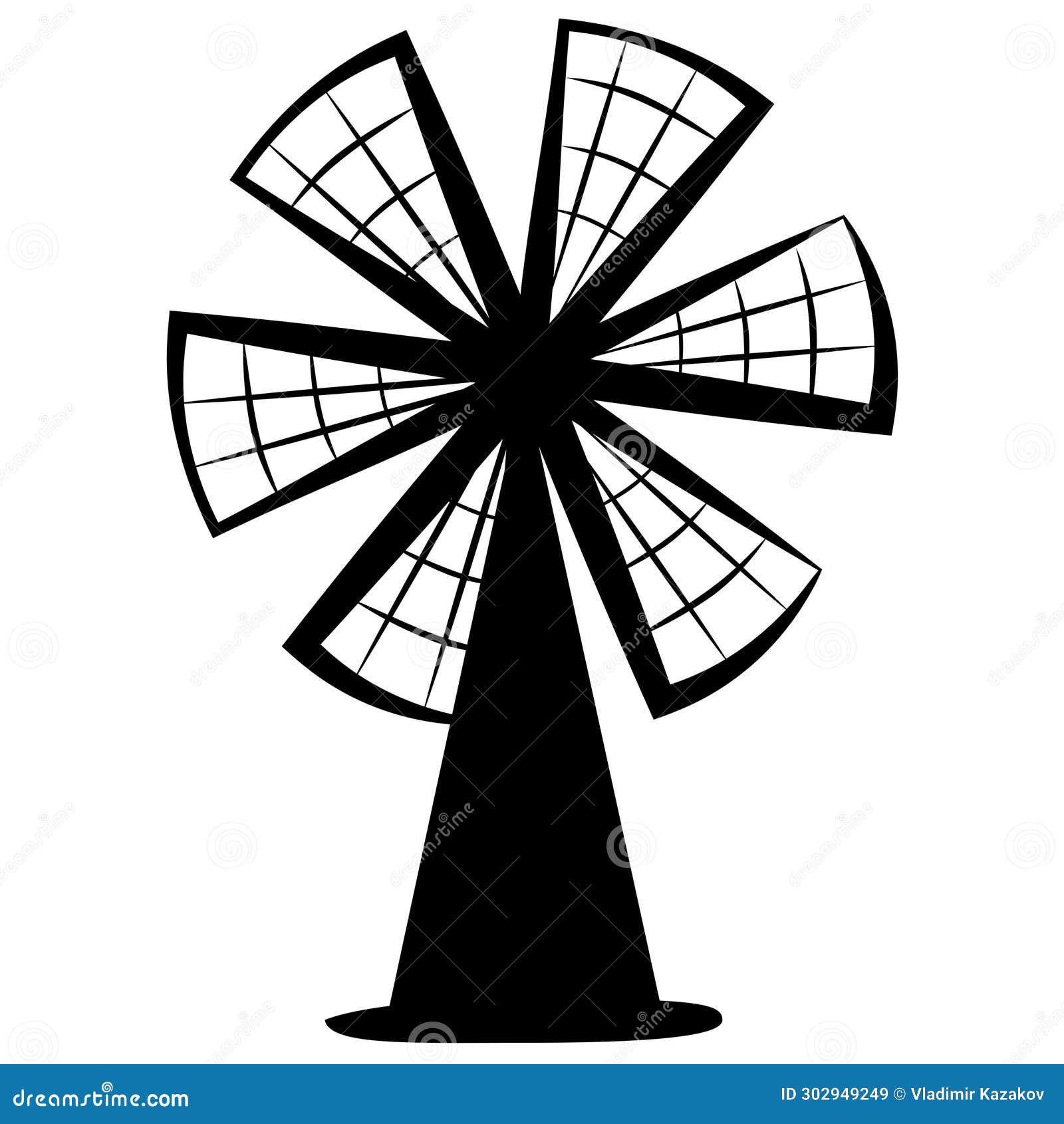 Windmill Silhouette Isolated on White Background. Clipart Stock Vector - Illustration of clipart ...