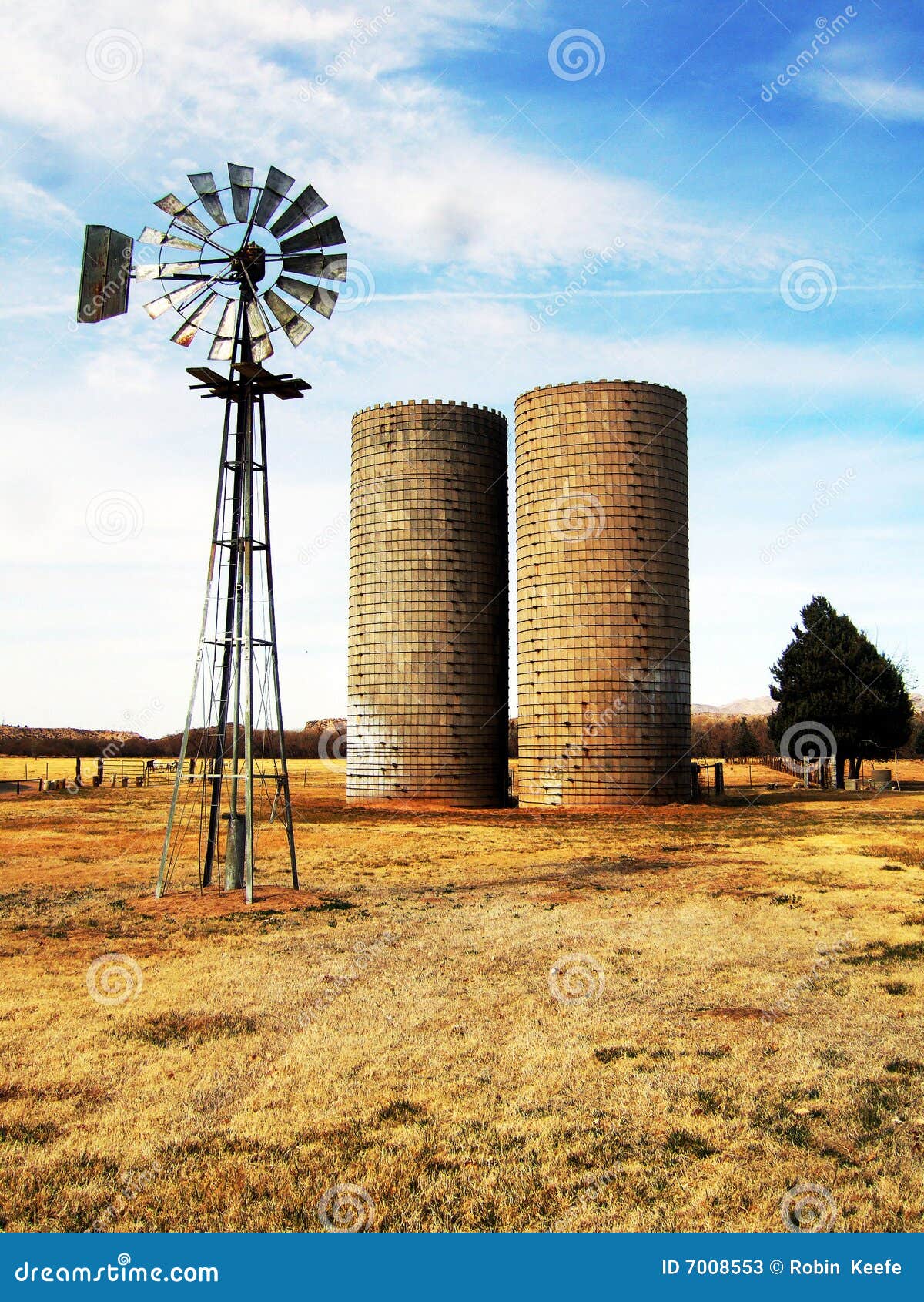 Windmill and Silos stock image. Image of nature, rural - 7008553