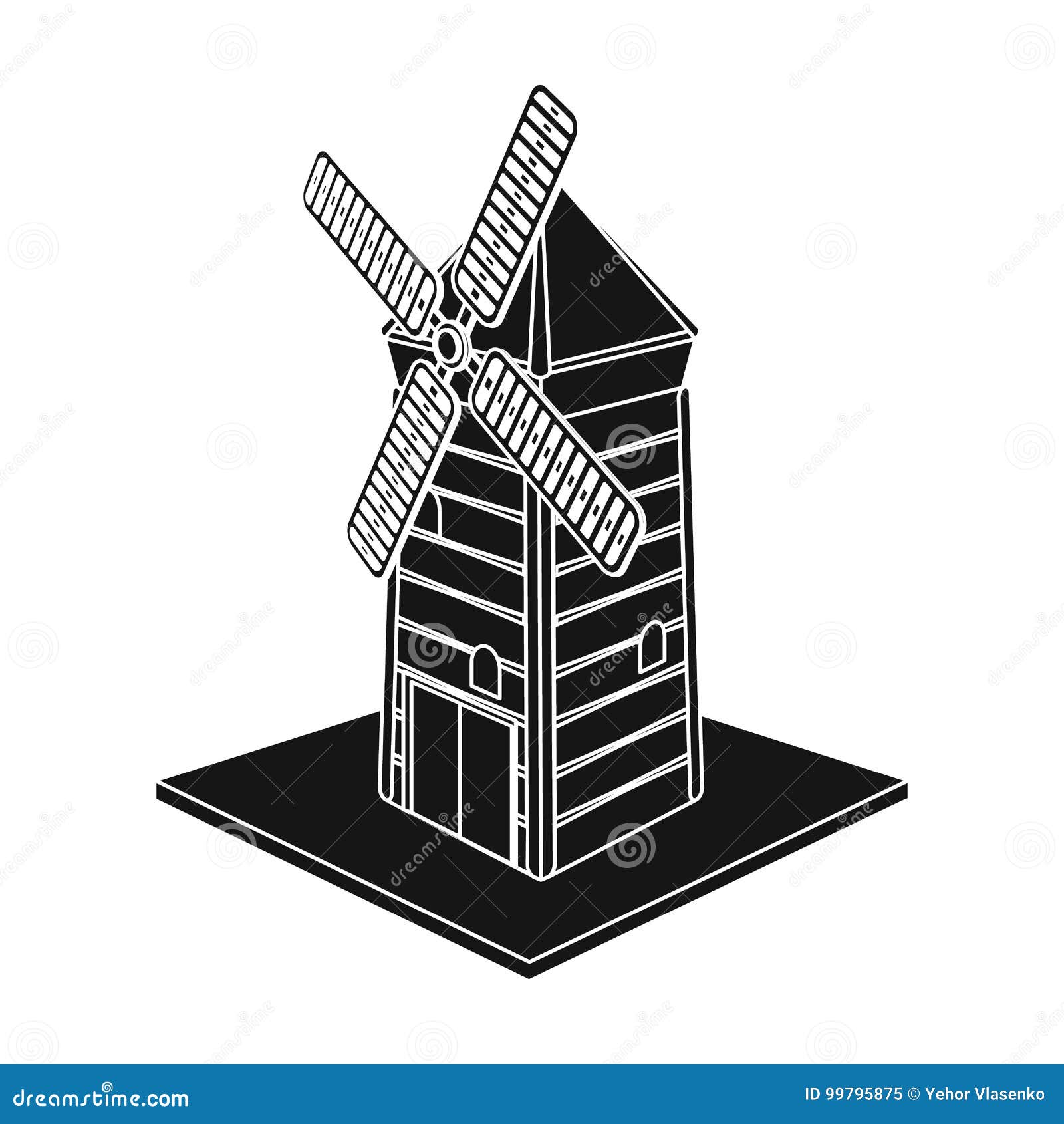 Windmill, Single Icon in Black Style.Windmill Vector Symbol Stock ...