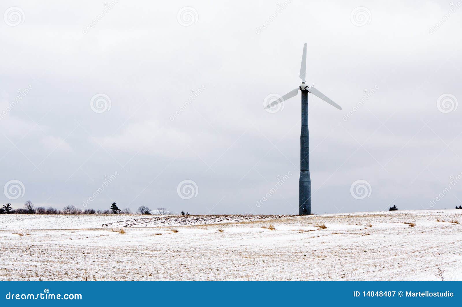 Windmill in snowy field stock image. Image of ecology - 14048407