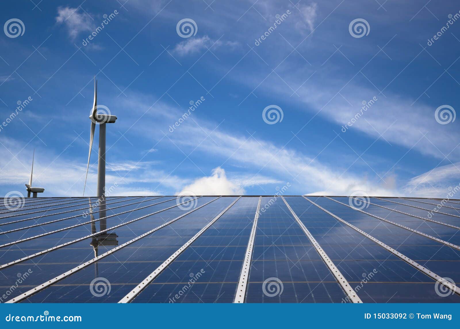 Windmill and solar panel stock photo. Image of energy - 15033092