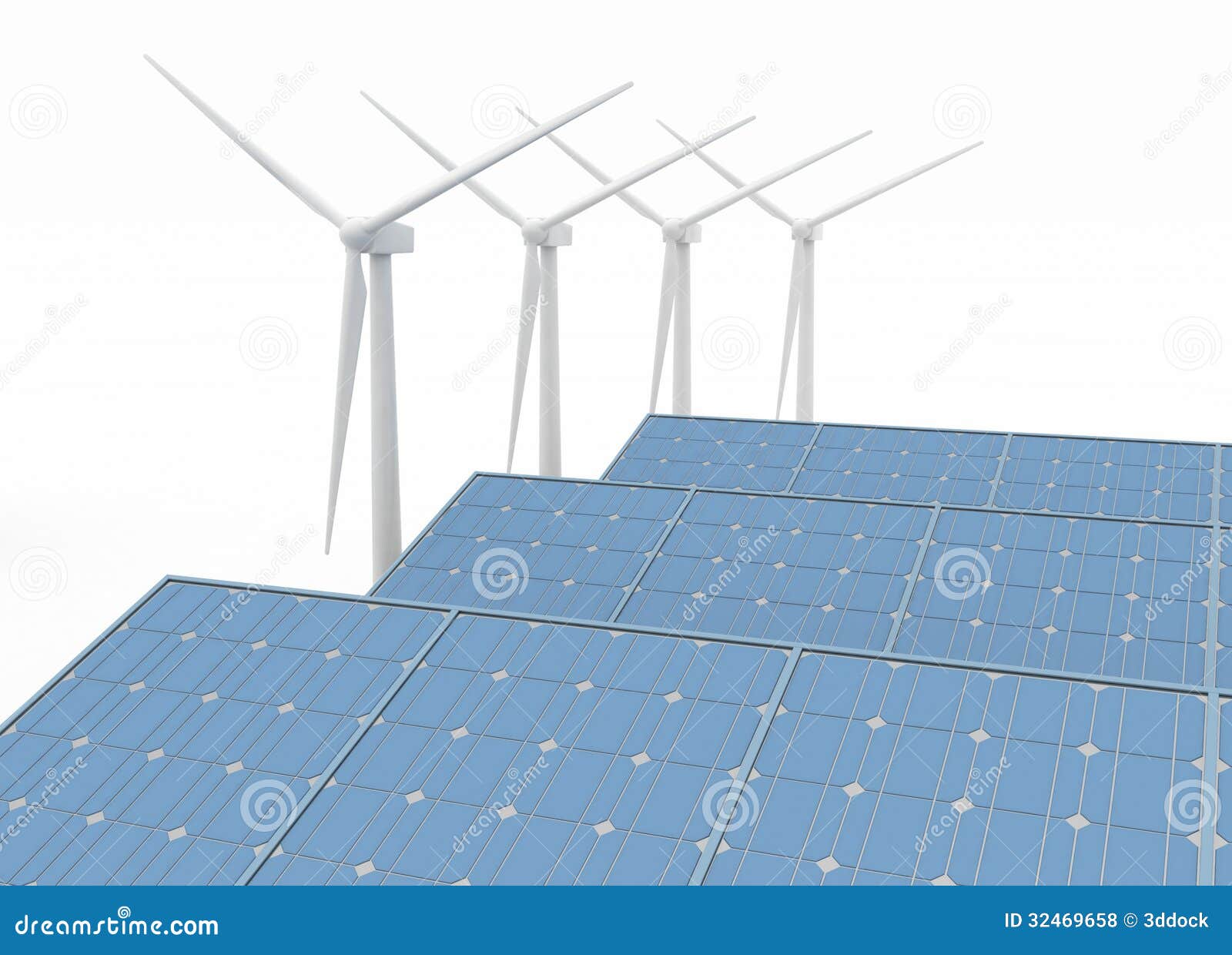 Windmill and Solar Panels stock illustration. Illustration of globe ...