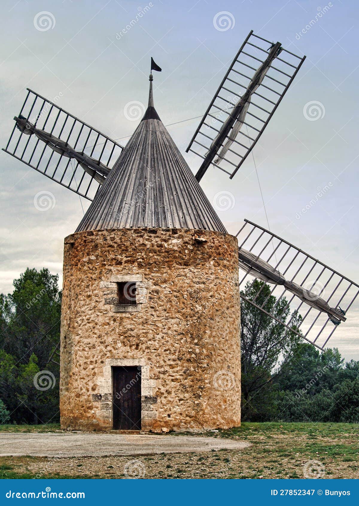 Windmill in the South of France Stock Image - Image of famous, france ...