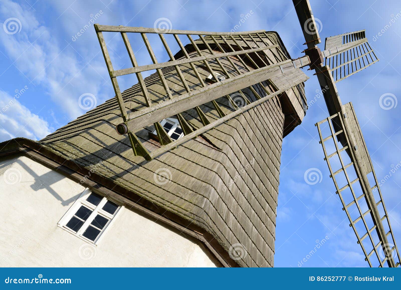 Windmill stock image. Image of thatch, wood, architecture - 86252777