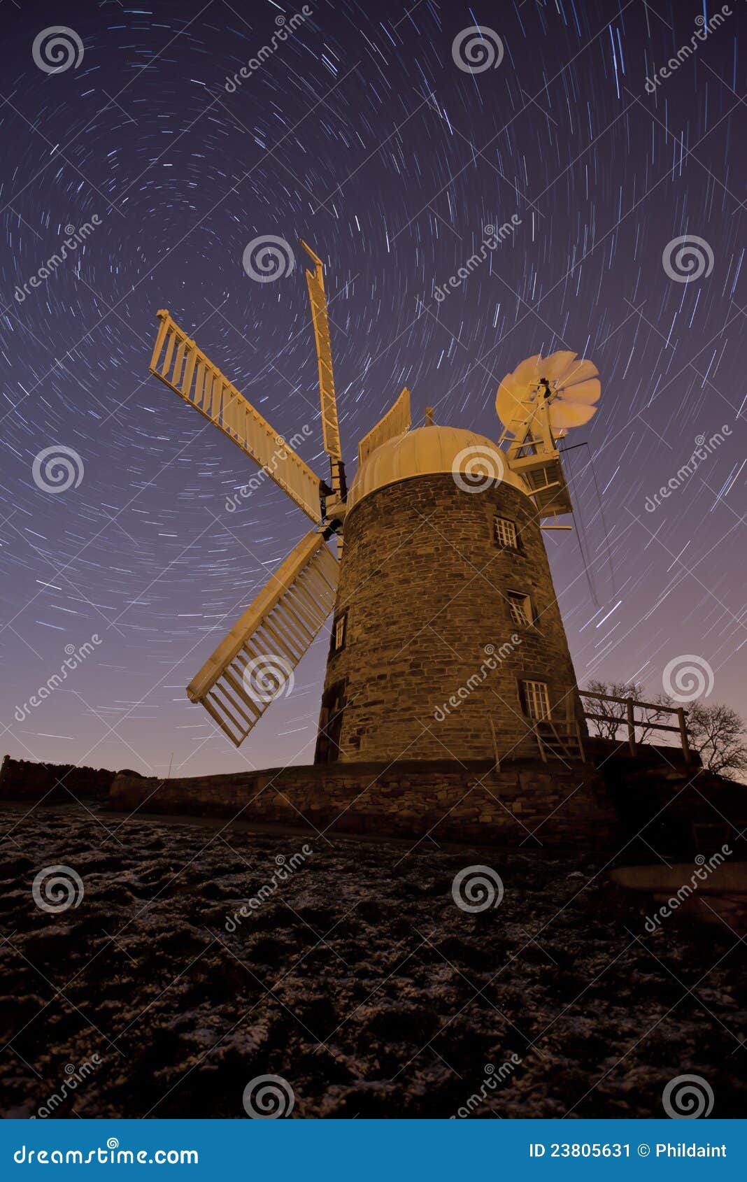 Windmill stary night stock image. Image of stars, spin - 23805631
