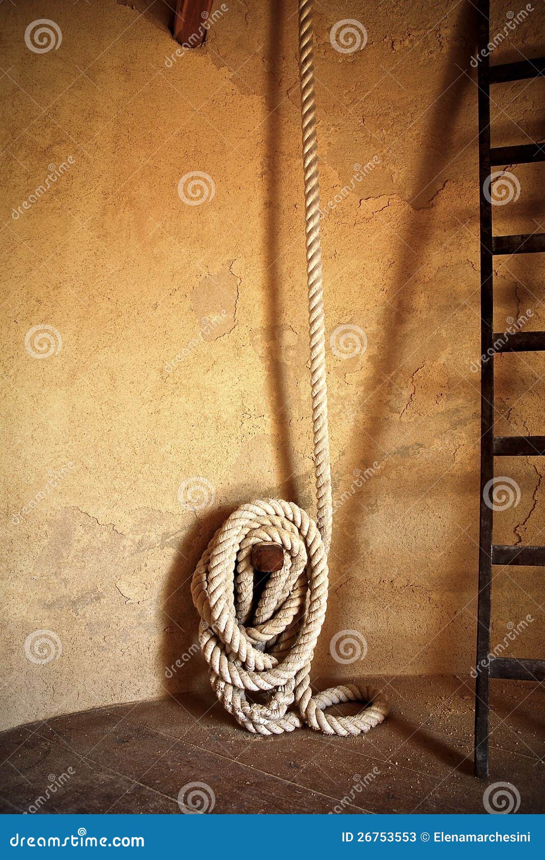 Windmill Strong Rope Tied Up at a Wall, Italy Stock Image - Image of ...