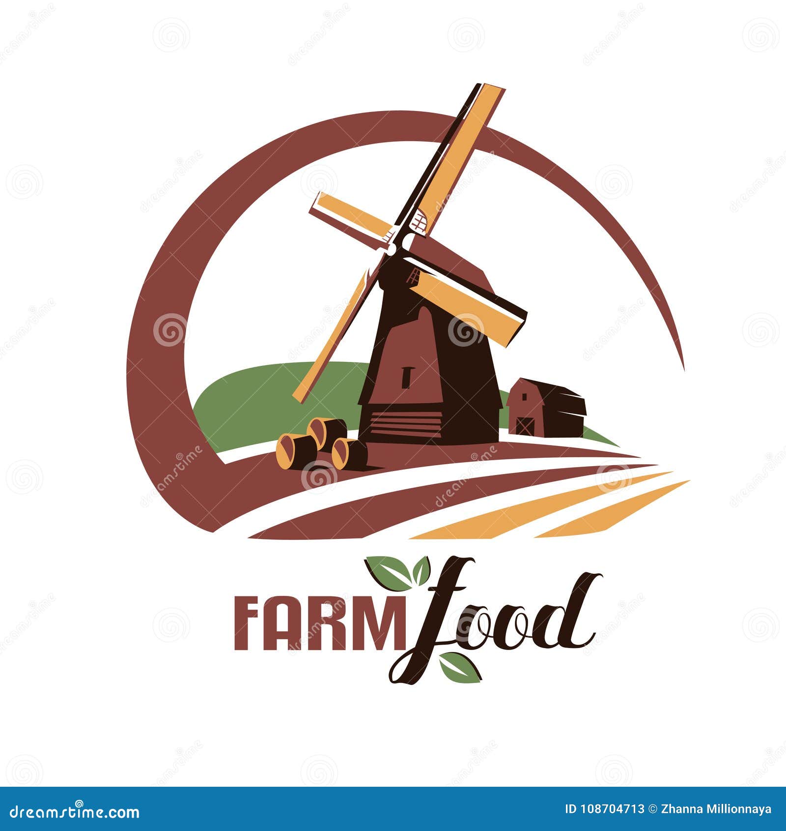 Windmill Stylized Vector Symbol Stock Vector - Illustration of rural ...