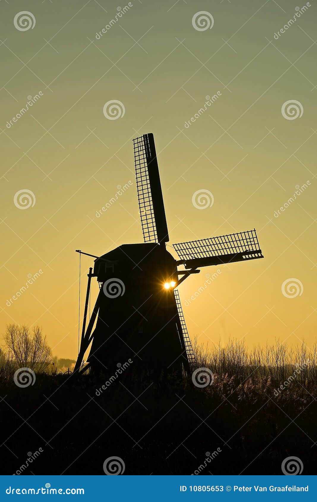 Windmill at sunrise stock image. Image of netherlands - 10805653