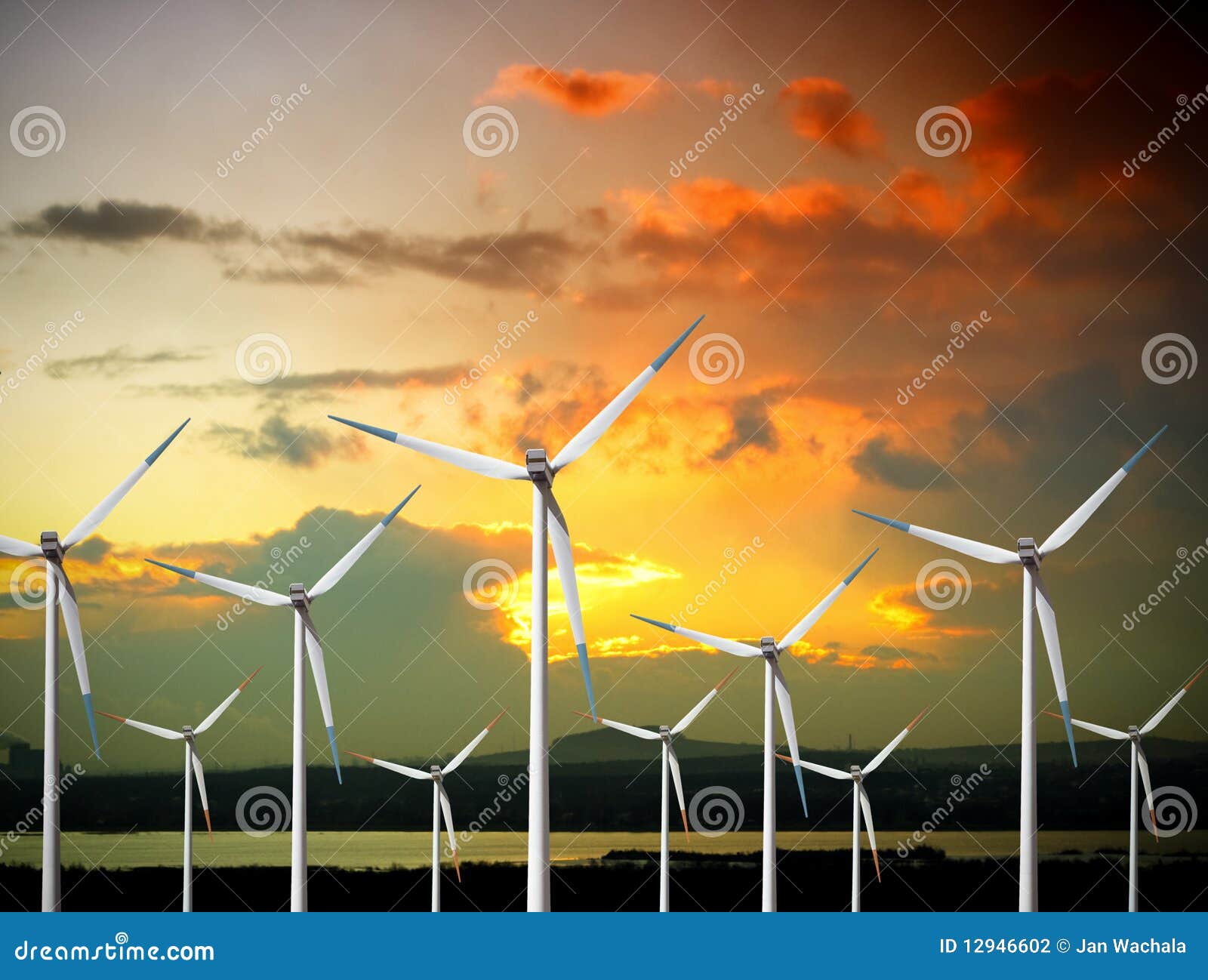 Windmill at sunset stock photo. Image of farm, alternative - 12946602