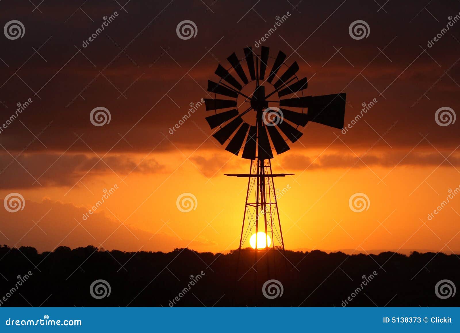 Windmill sunset. stock image. Image of tower, safari, orange - 5138373
