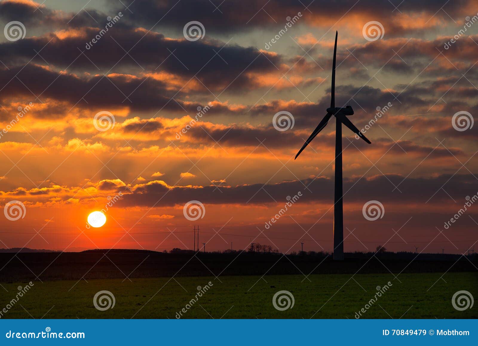 Windmill in sunset stock image. Image of green, orange - 70849479