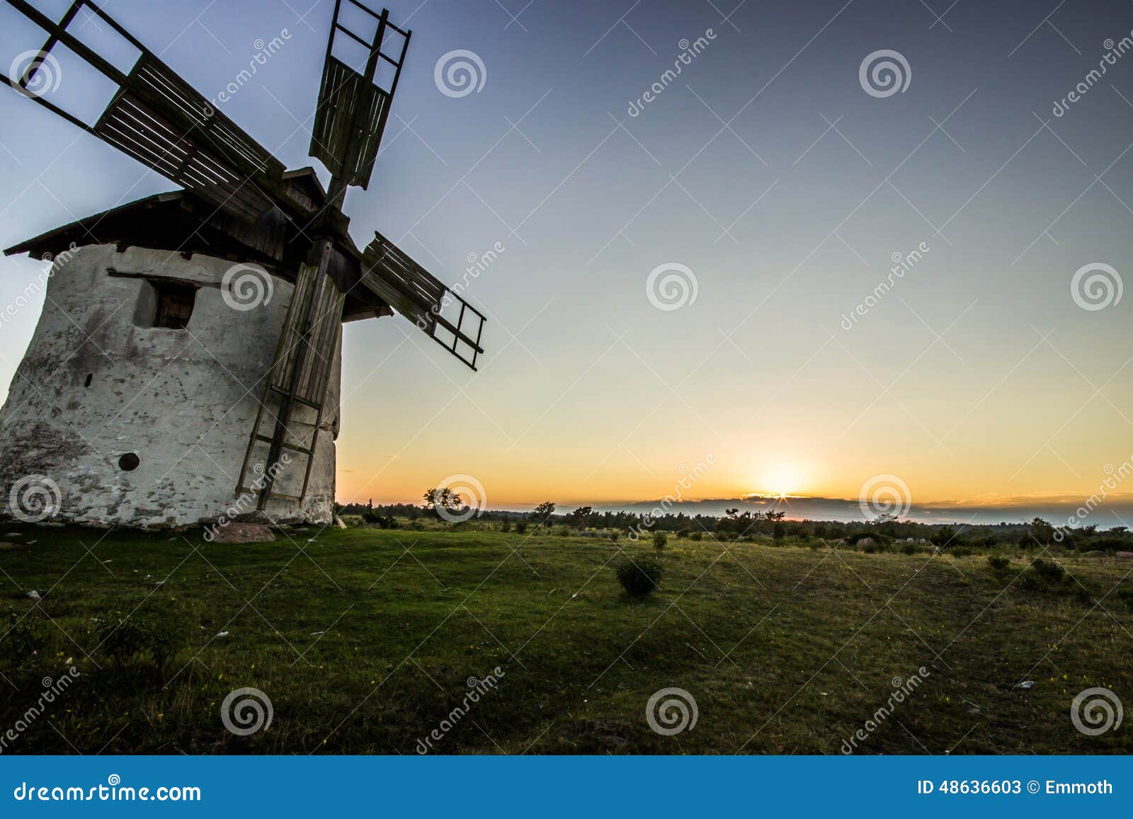 Windmill at Sunset stock image. Image of mill, historic - 48636603