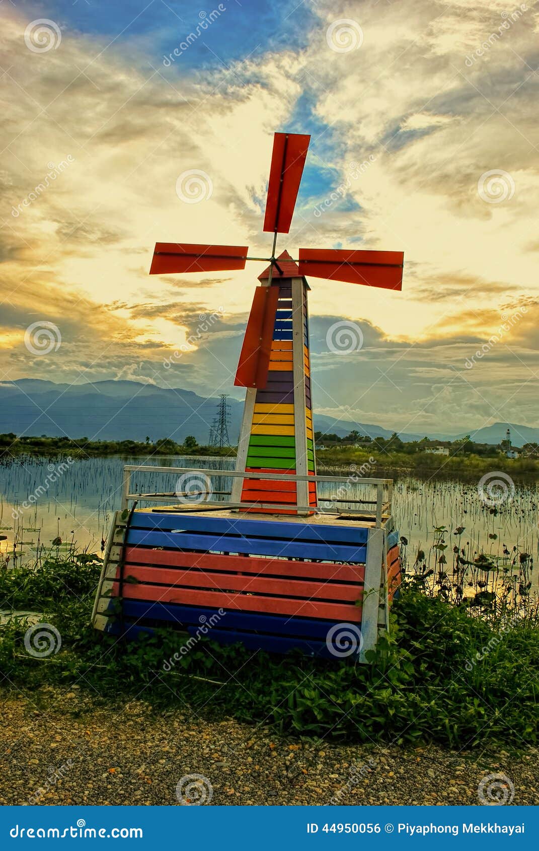 Windmill and sunset stock photo. Image of grass, growth - 44950056