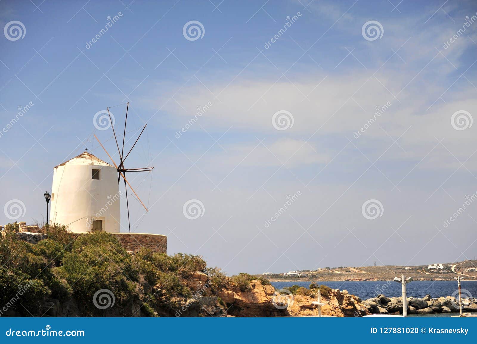 Windmill on Sunset, Parikia, Paros Island Stock Photo - Image of ...