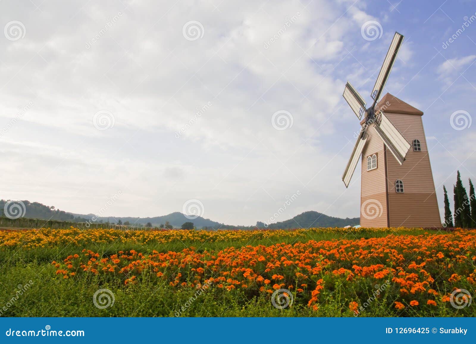 Windmill in Thailand stock image. Image of blue, environment - 12696425