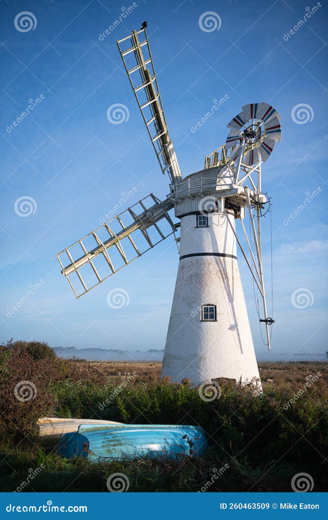 Windmill at the Thurne Staithe, Norfolk Broads Stock Image - Image of ...