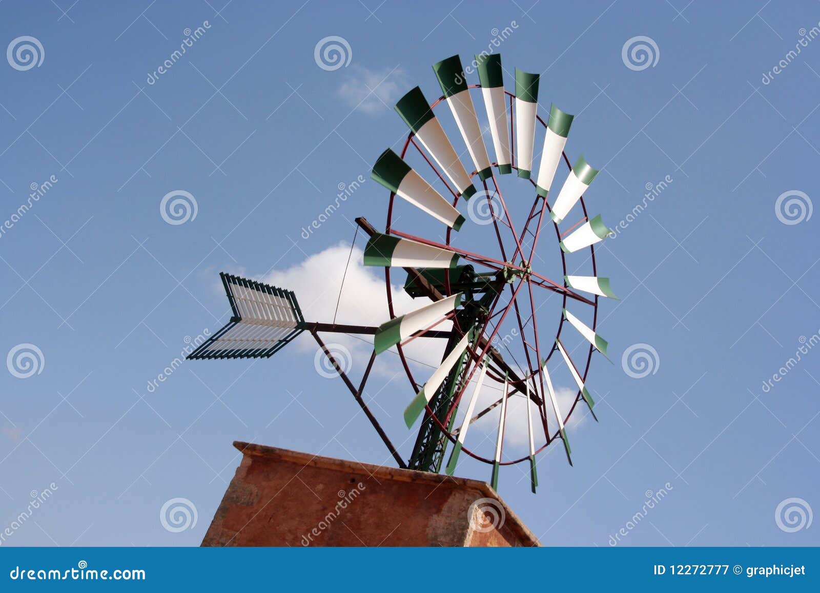 Windmill top stock image. Image of work, diagonal, cloud - 12272777