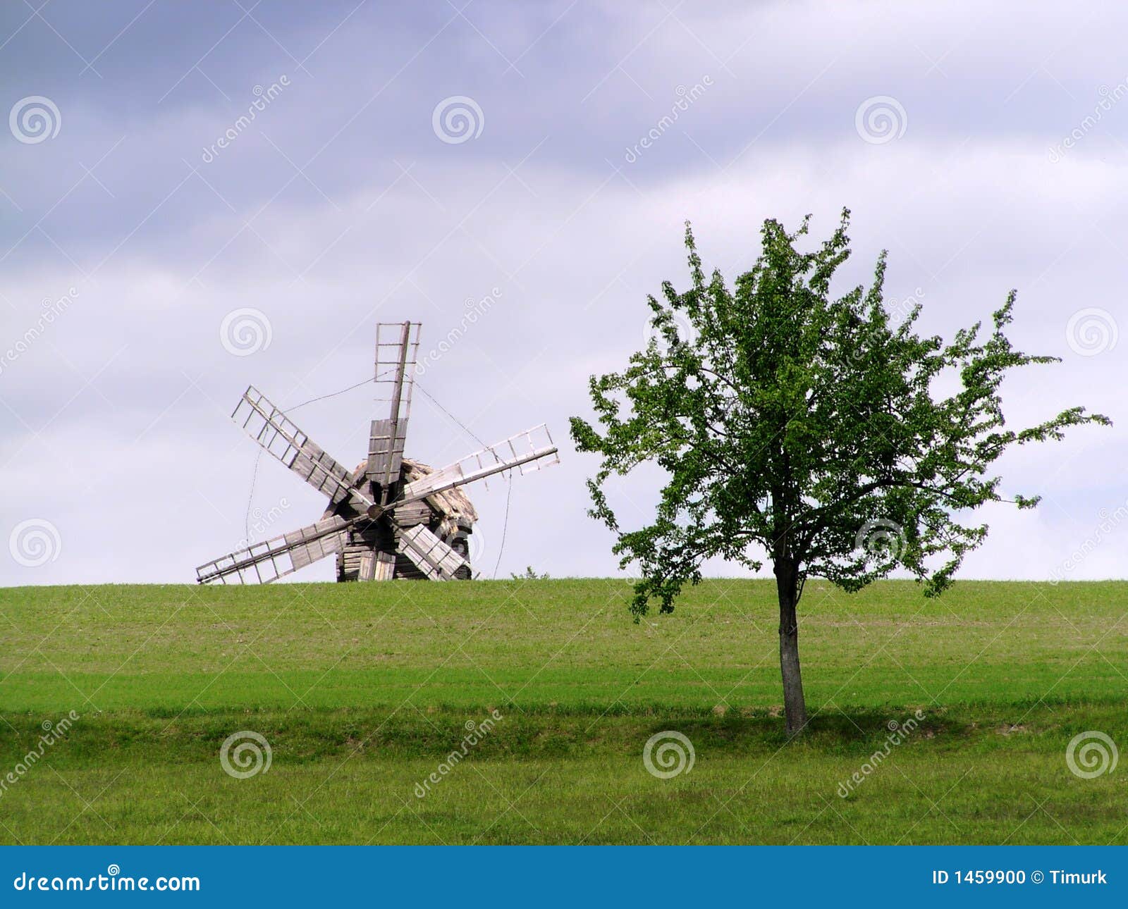 Windmill and Tree stock photo. Image of rural, crops, rotate - 1459900
