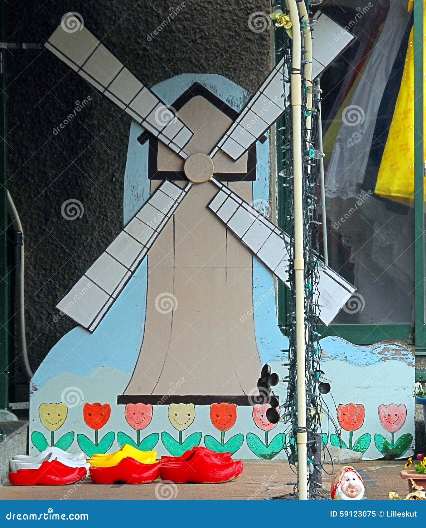 Windmill tulips clogs stock image. Image of craftsmanship - 59123075