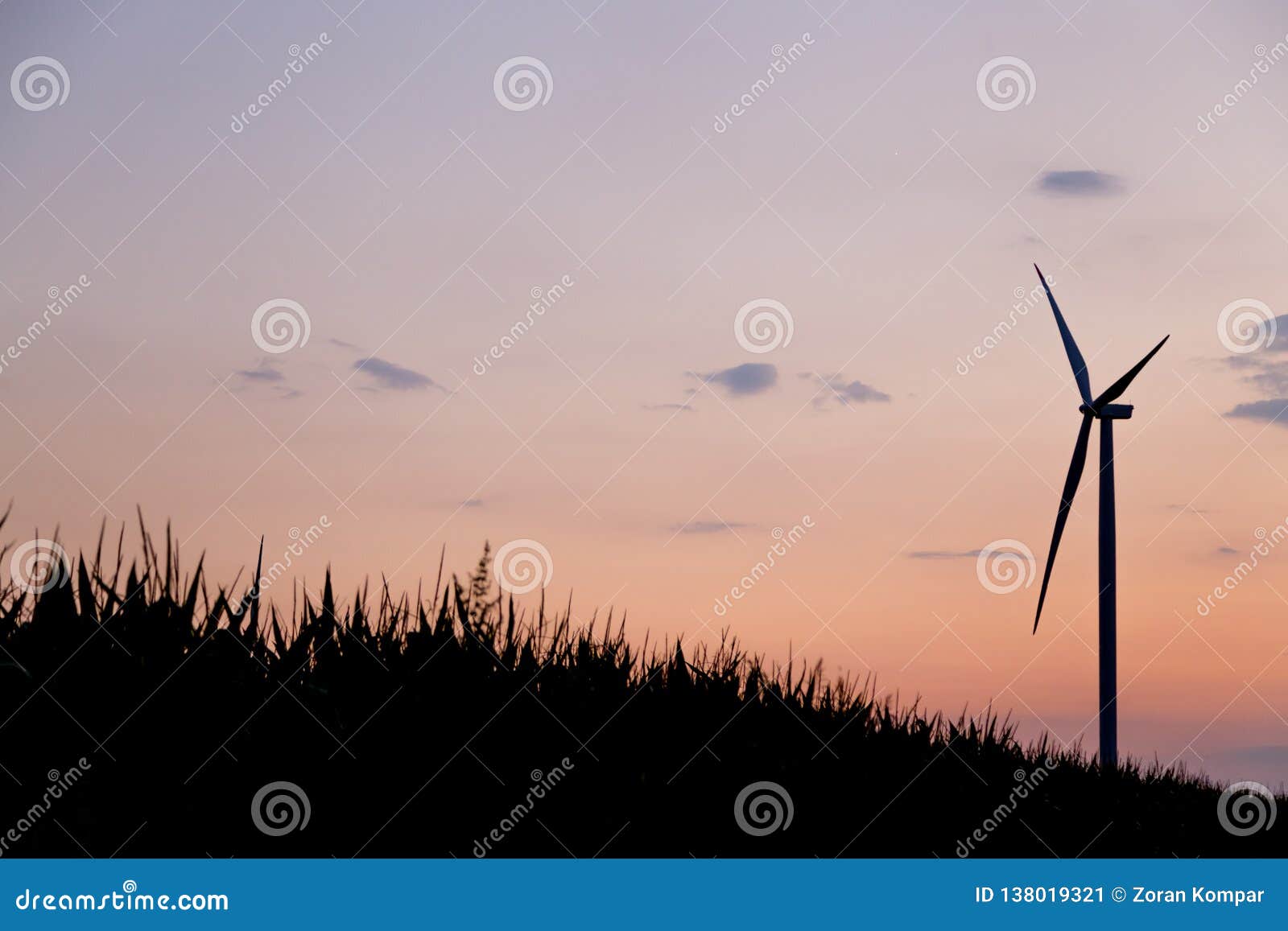 Windmill Turbine Silhouette at Orange and Red Cloudy Sunset Sky ...
