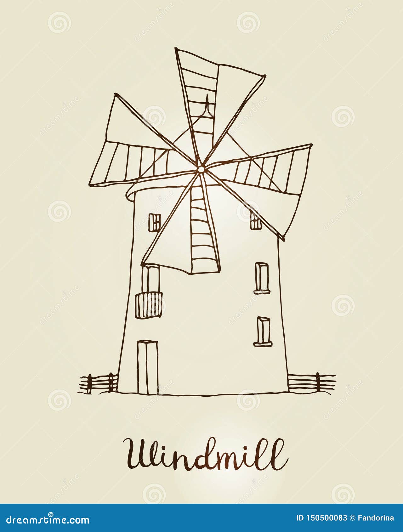 Windmill vector drawing stock image. Image of isolated - 150500083