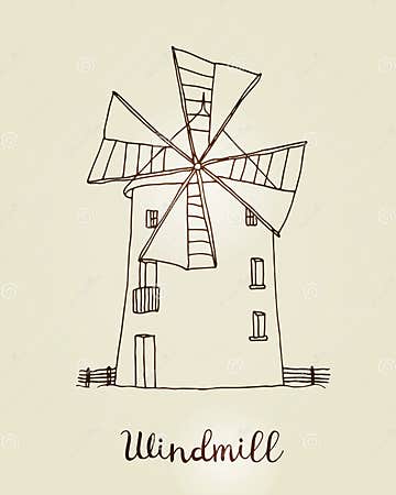 Windmill vector drawing stock image. Image of isolated - 150500083