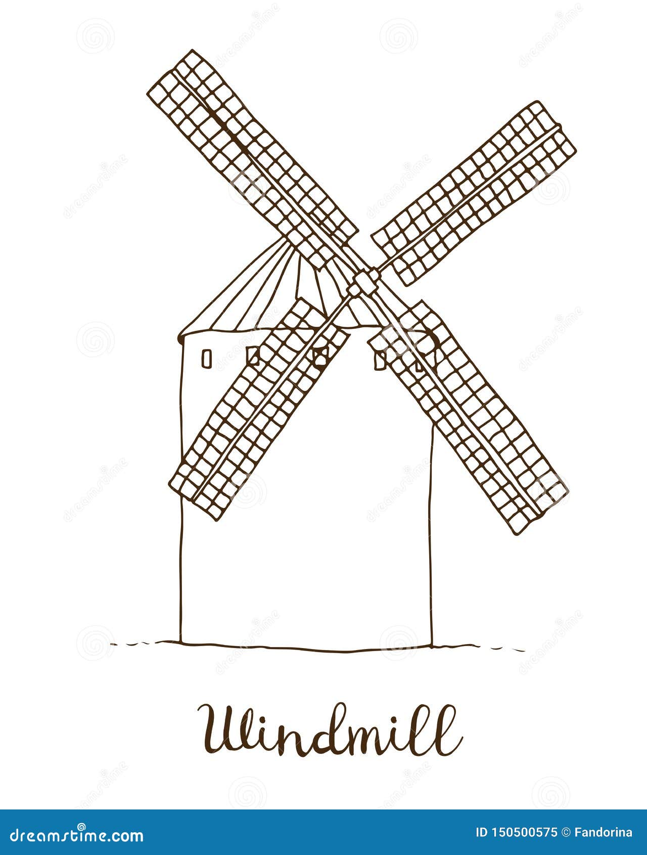 Windmill vector drawing stock vector. Illustration of drawn - 150500575