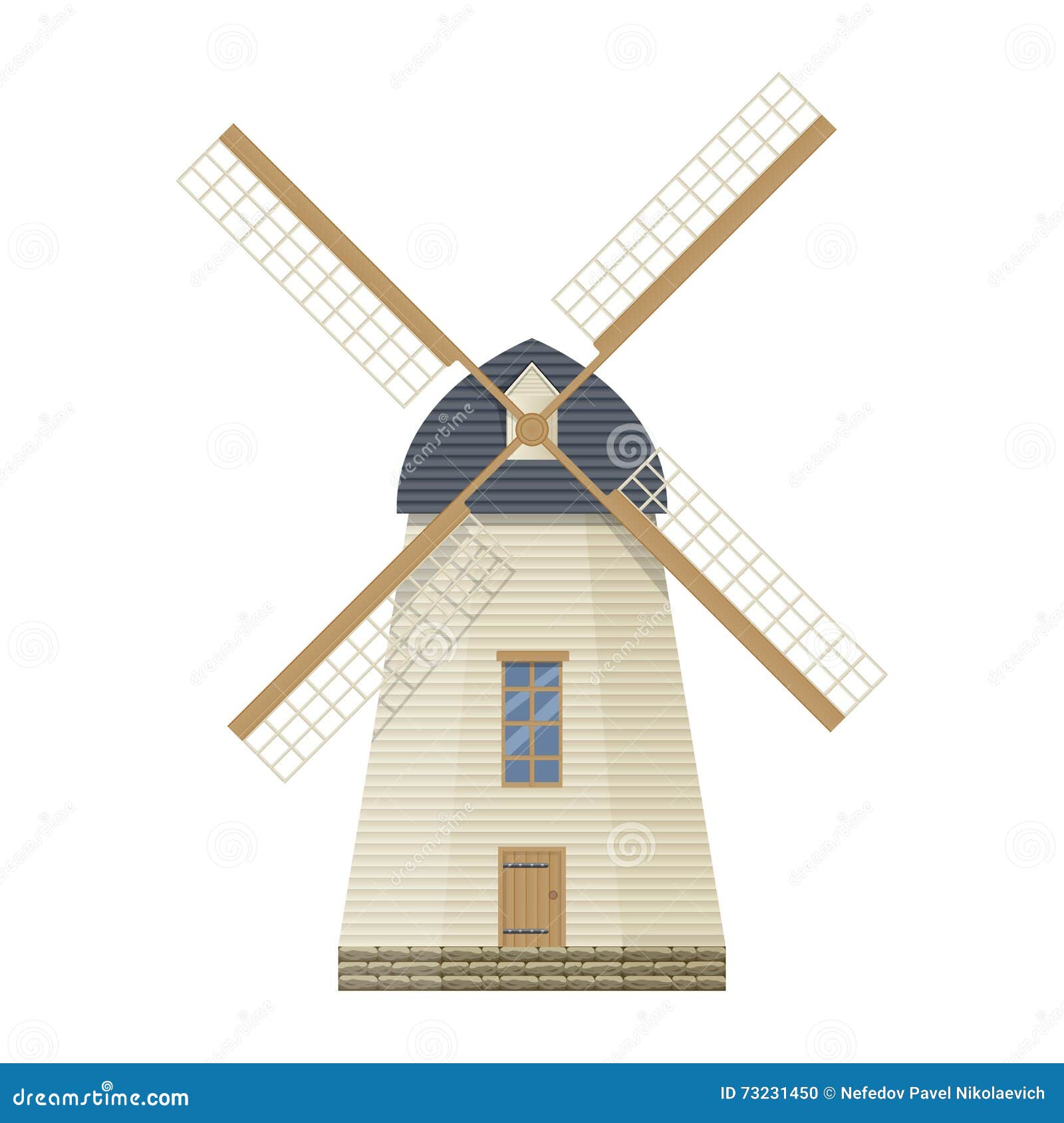 Windmill Vector Illustration Isolated On White Background ...