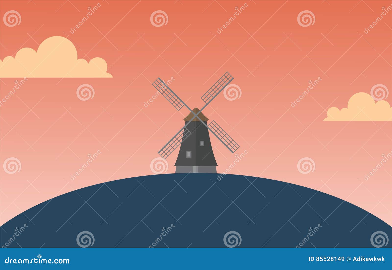 Windmill Wallpaper stock vector. Illustration of flat - 85528149