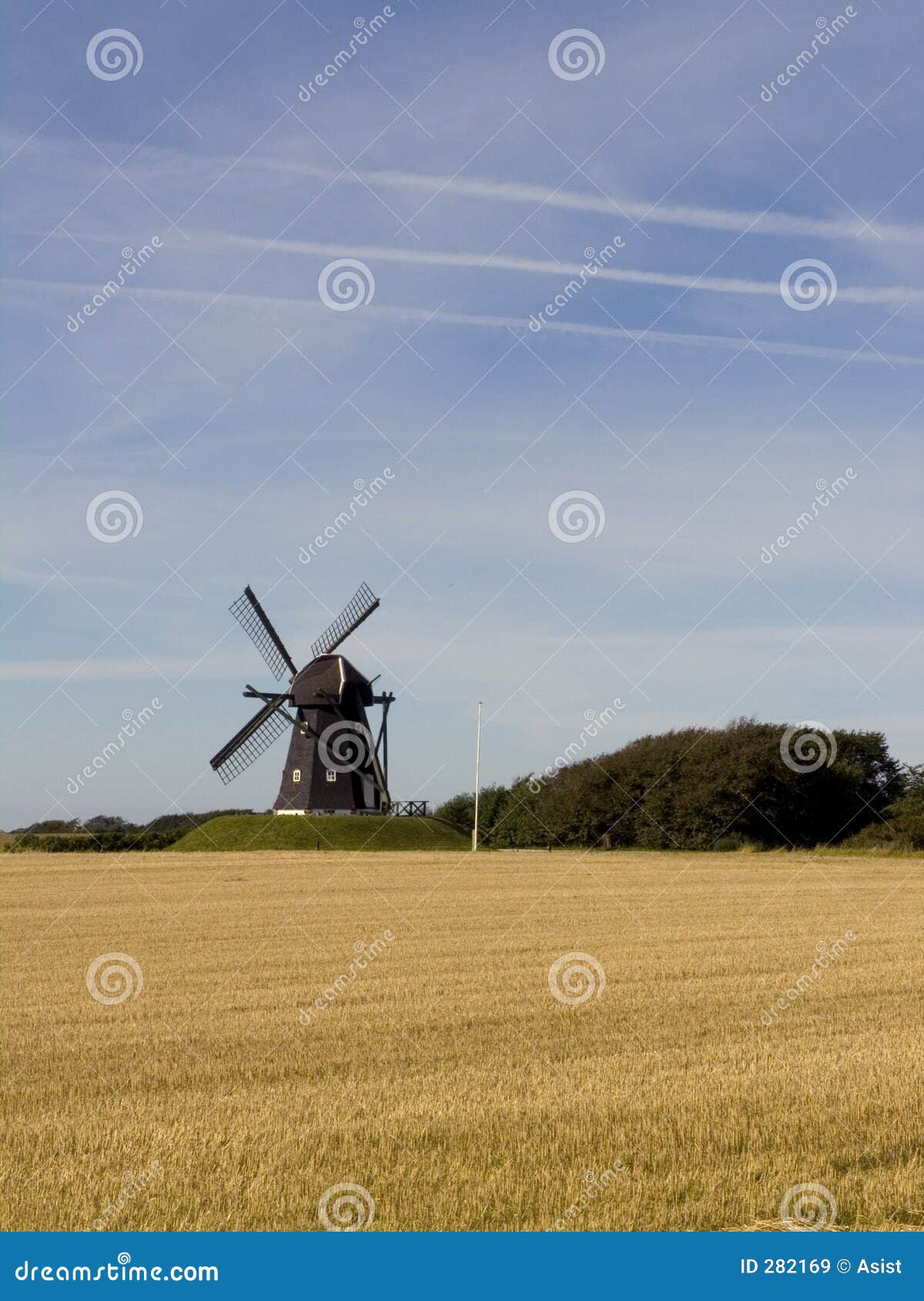 Windmill with wheatfield stock image. Image of danish, wind - 282169