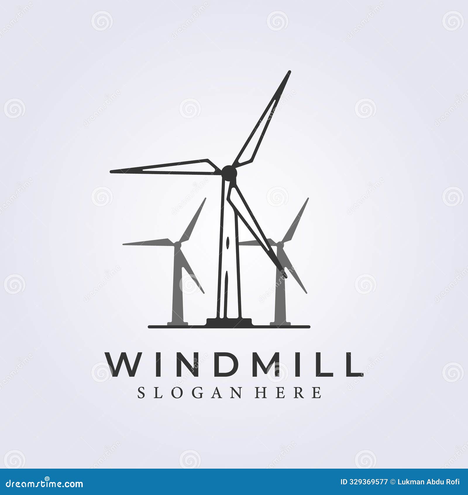 Windmill for Wind Energy Logo Line Art Illustration Template Graphic ...