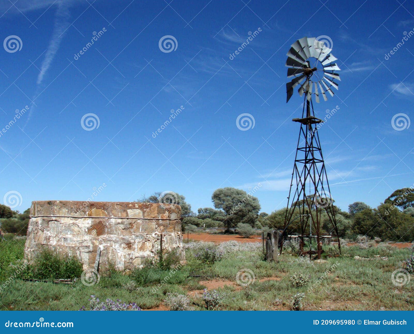 Windmill or Wind Wheel in Australia Stock Photo - Image of plant ...