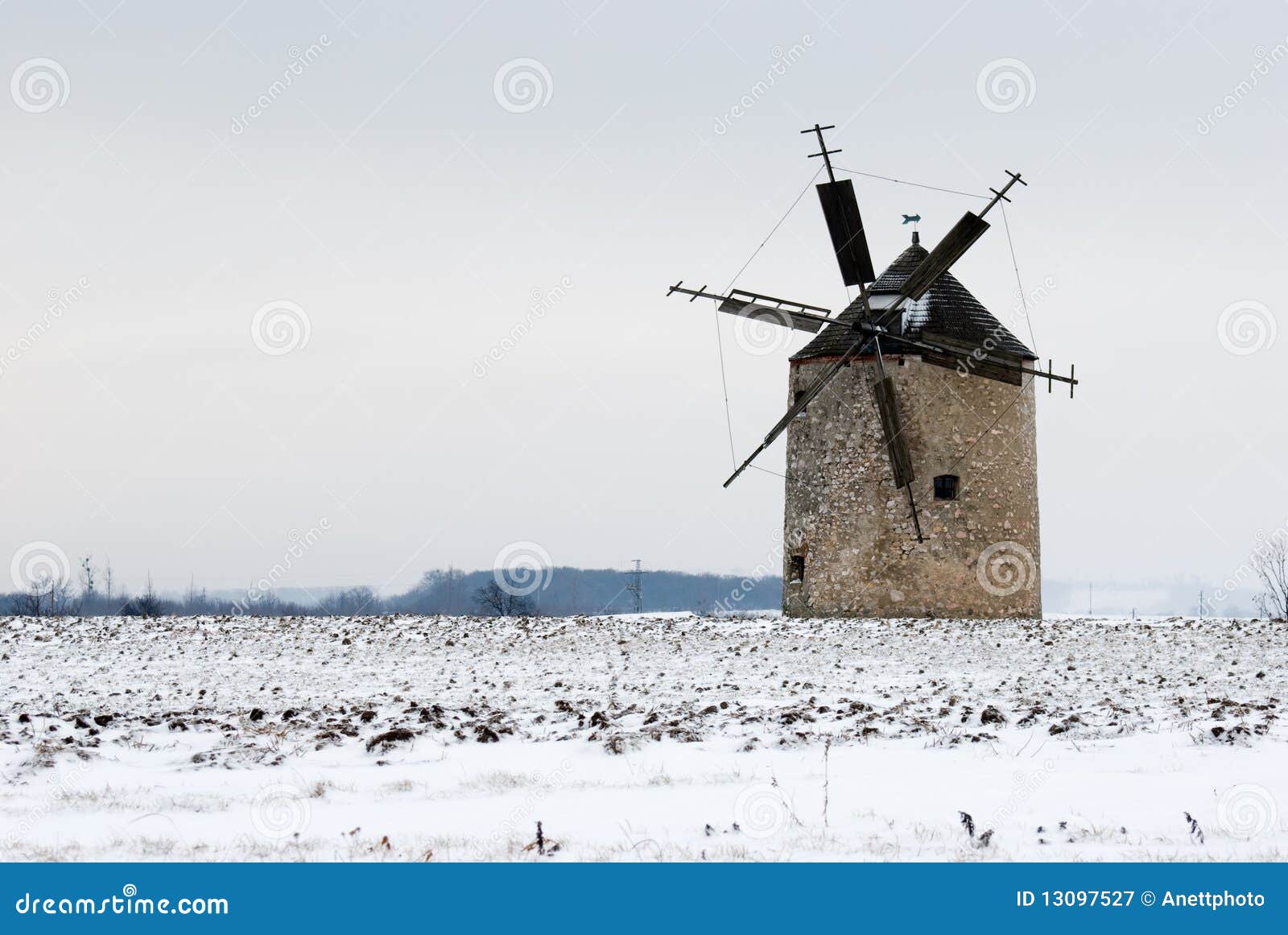 Windmill in winter stock image. Image of cloud, wild - 13097527
