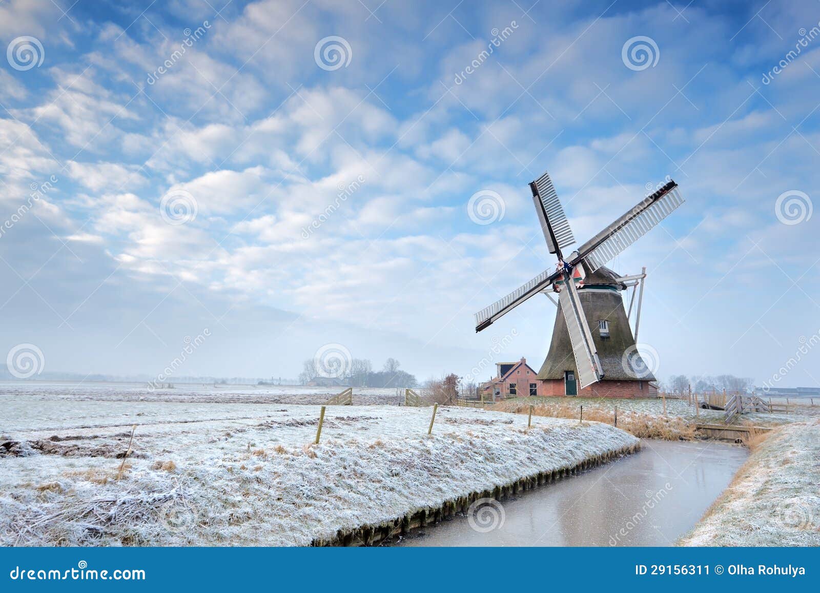 Windmill in winter stock image. Image of frozen, field - 29156311
