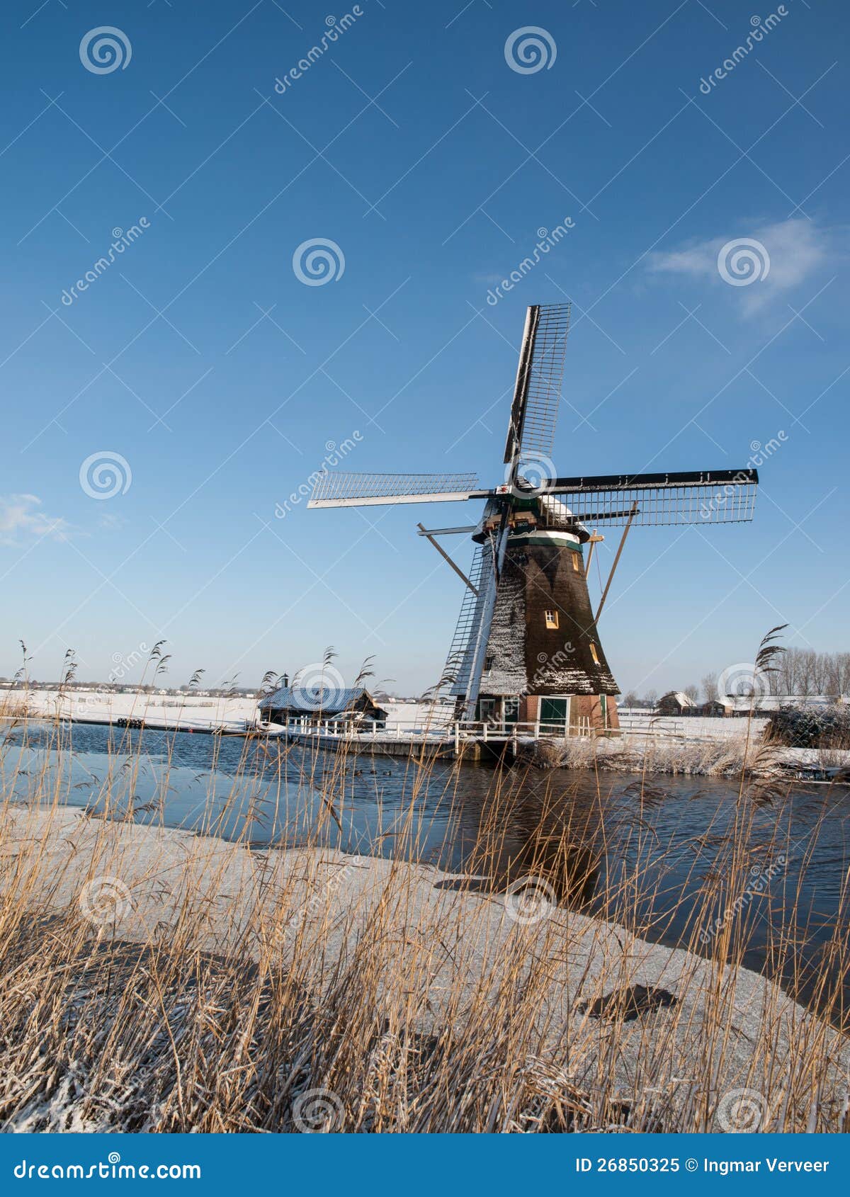 Windmill in winter setting stock image. Image of house - 26850325