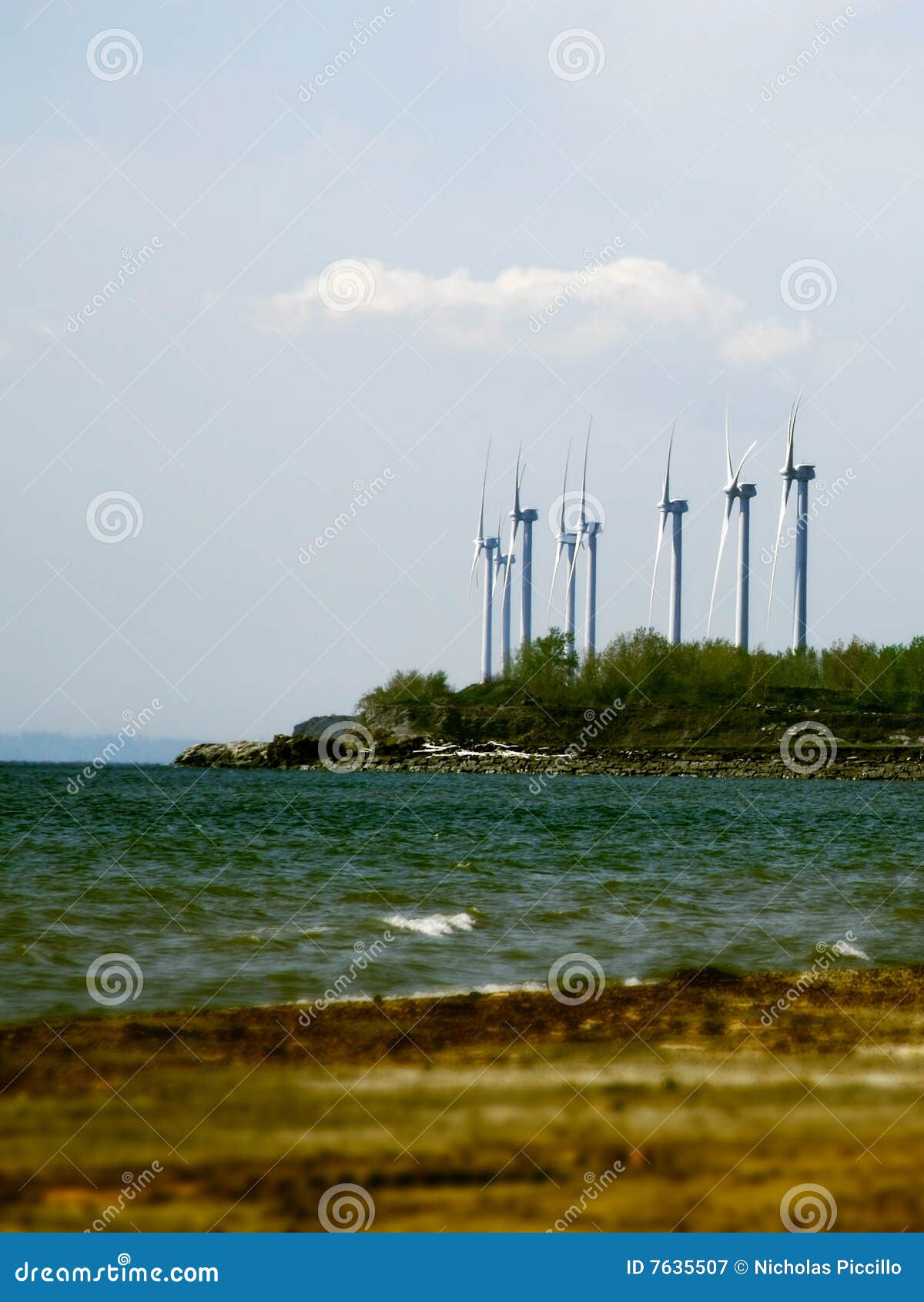 Windmills on Beach stock image. Image of electricity, shore - 7635507