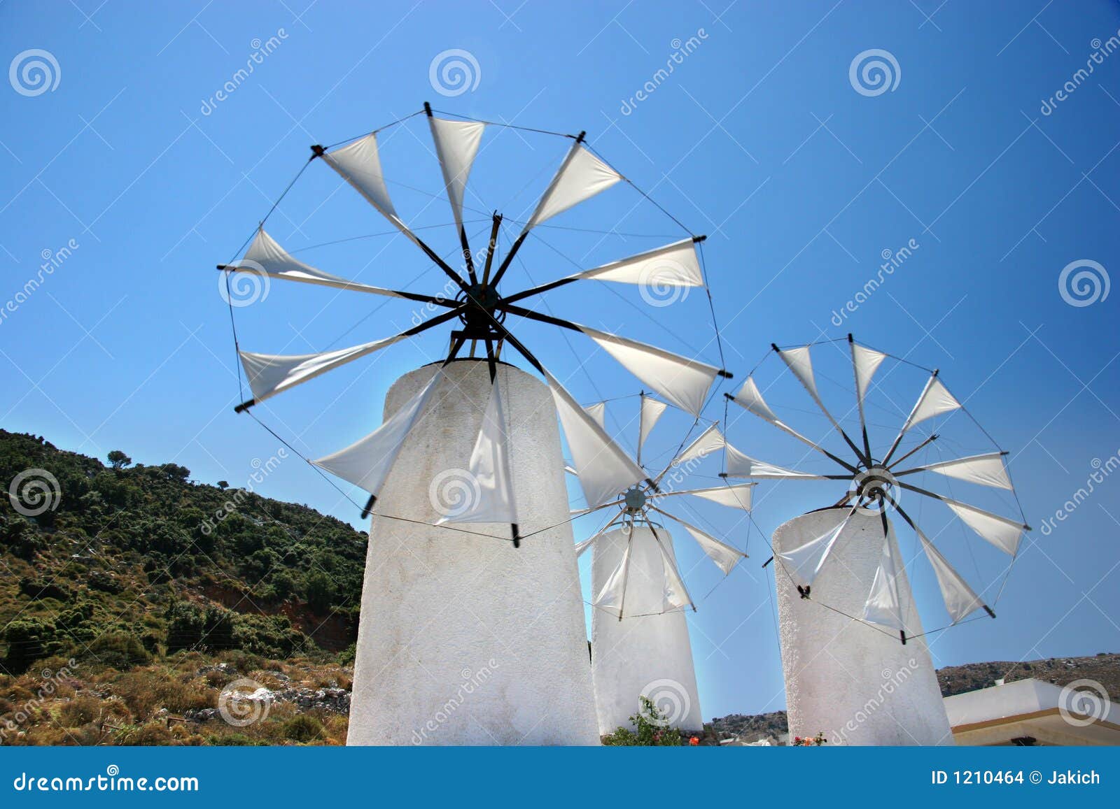 Windmills in crete stock photo. Image of greek, roof, island - 1210464
