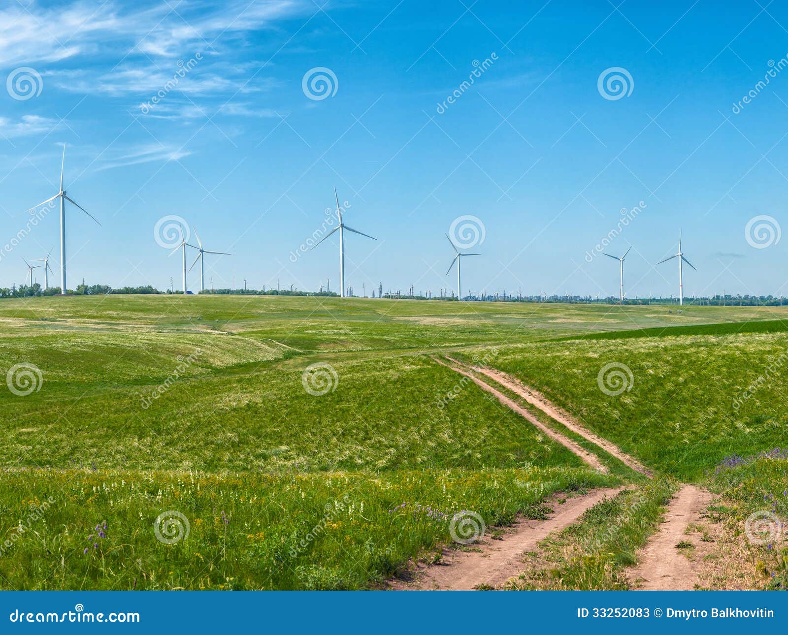 Windmills on field stock image. Image of farm, power - 33252083