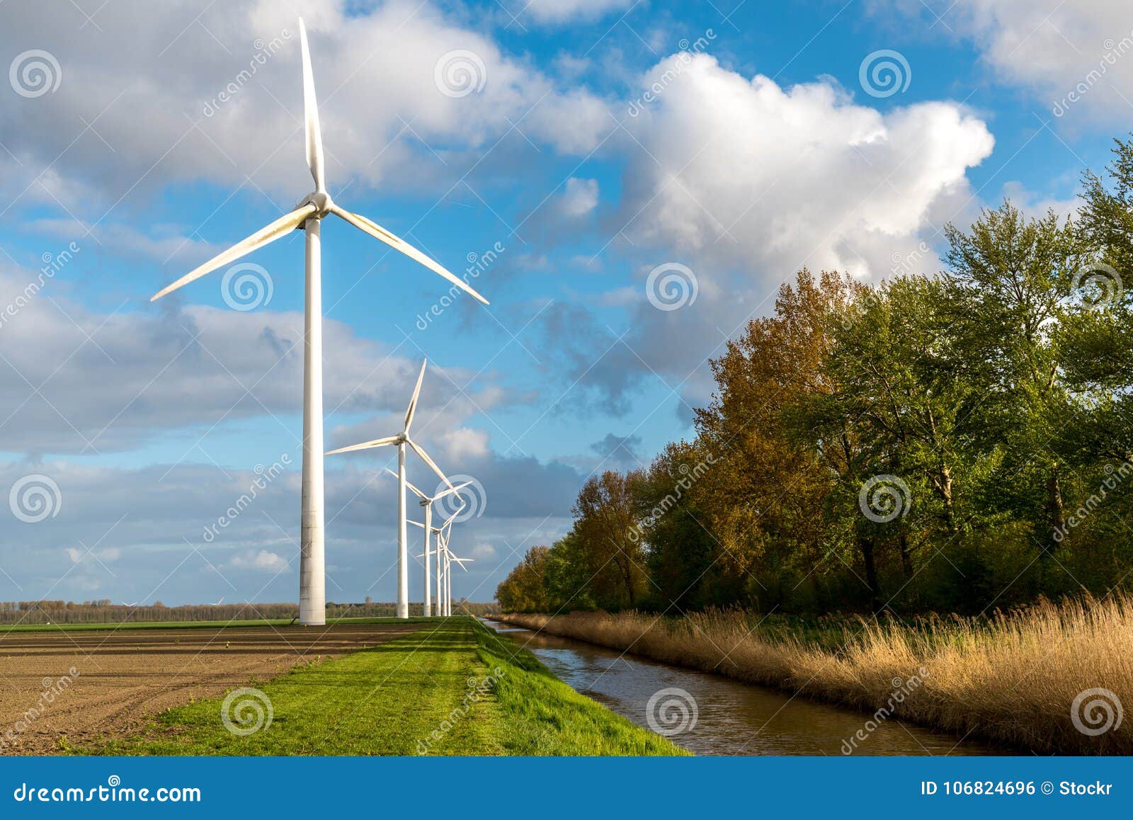 Windmills on the field stock photo. Image of mill, blue - 106824696