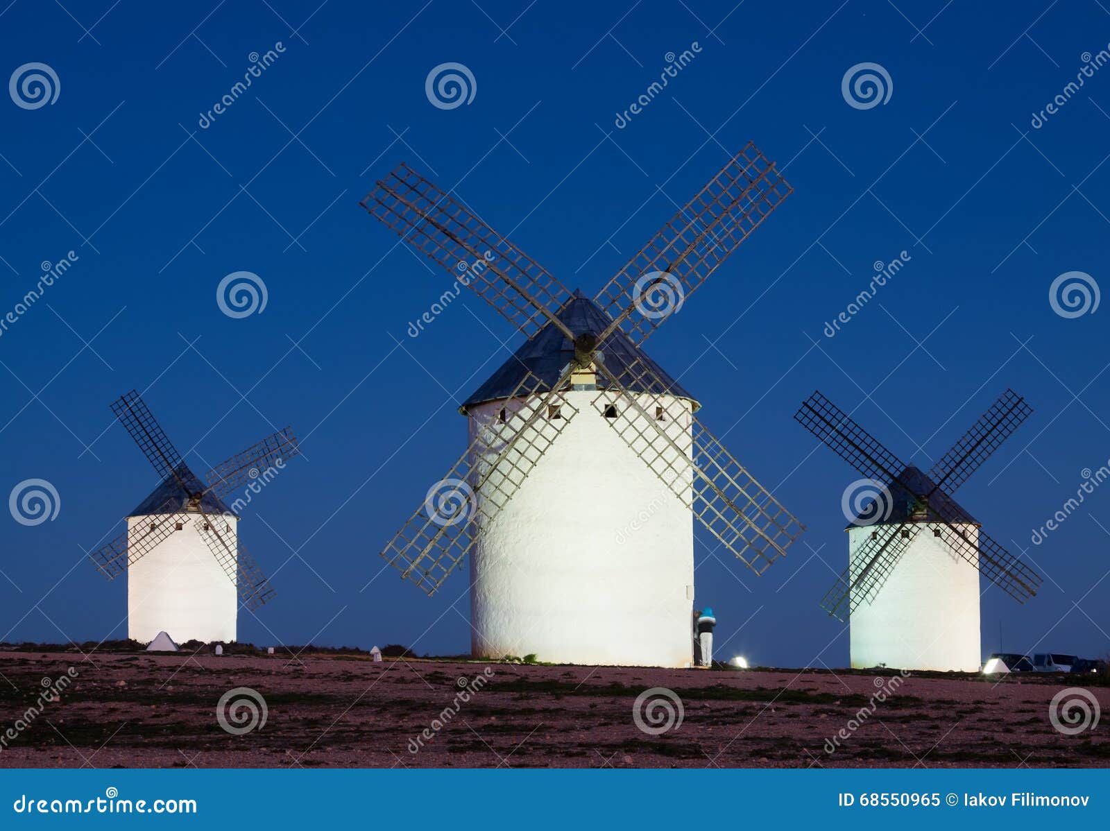 Windmills at Field in Night Stock Image - Image of dusk, mills: 68550965