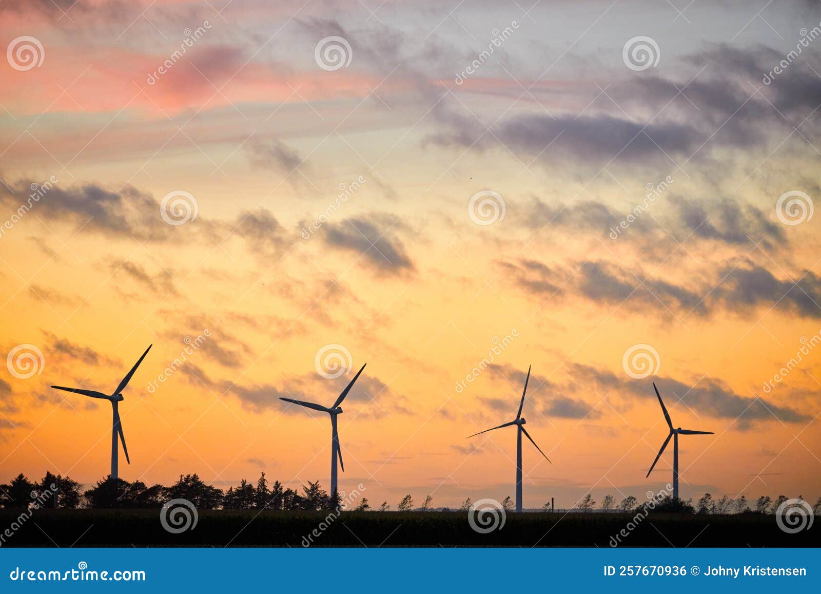 Windmills on Field during Sunset Stock Photo - Image of mill ...